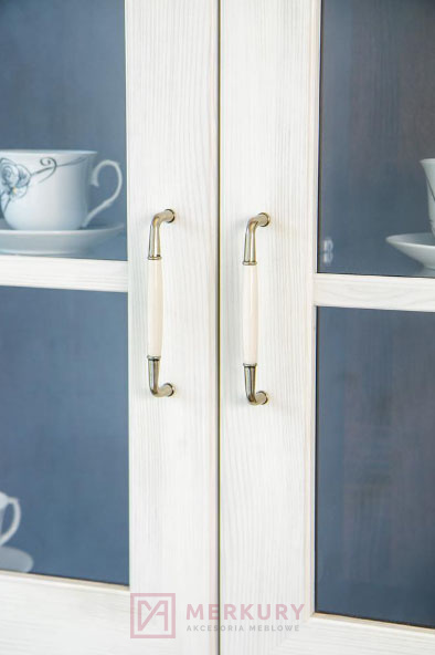 Uchwyt porcelanowy UP16 chrom połysk biała porcelana 128mm